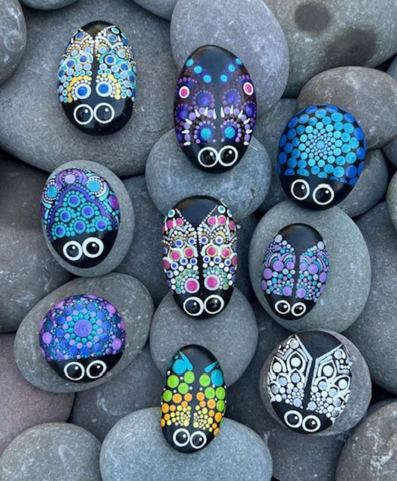 Hand Painted Ladybug Stone - Painted Stones - Ladybird - Pocket Pebble ...