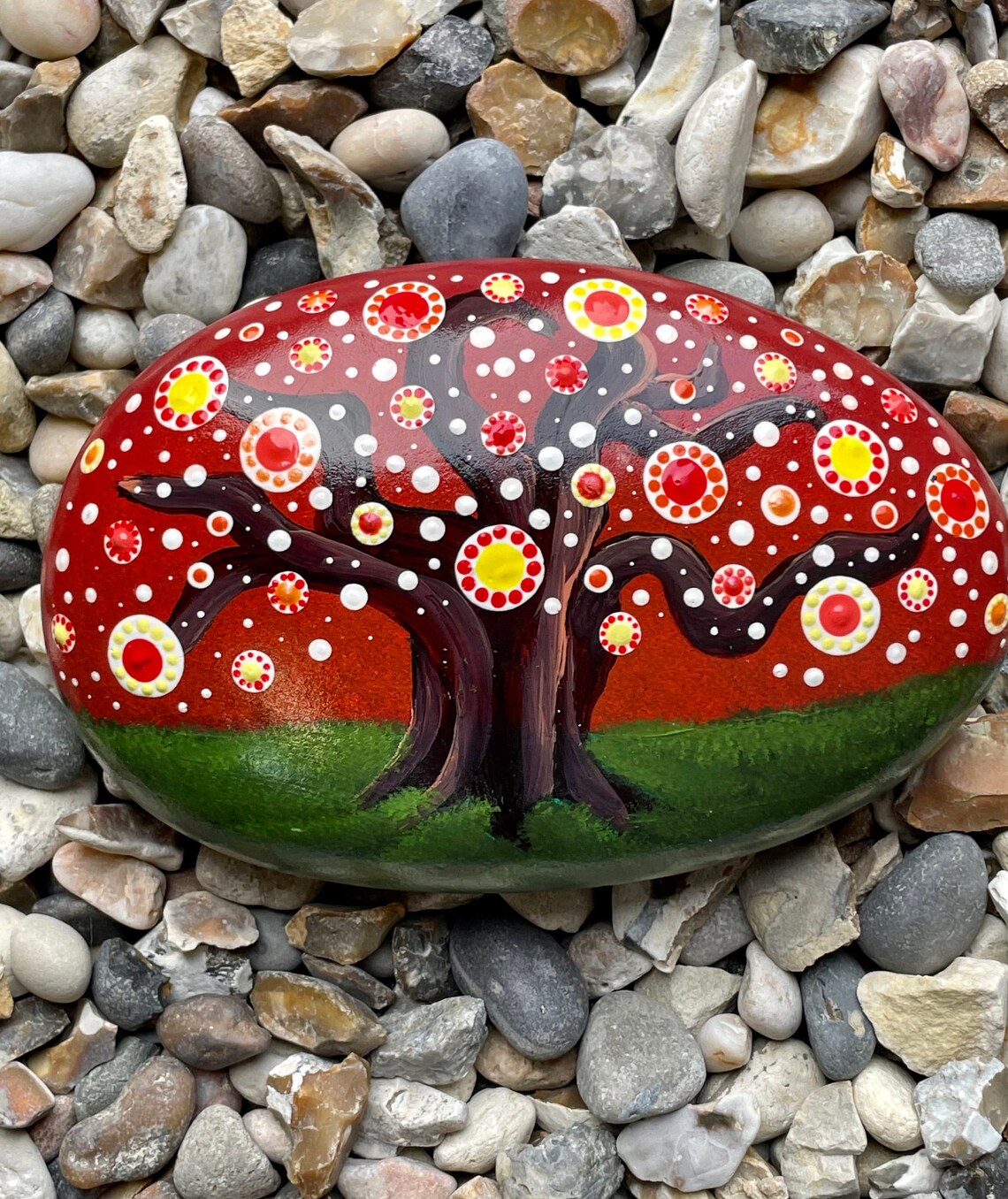 Personalised Large Hand Painted Tree of Life Stone Mandala | Etsy