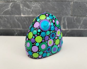 Hand Painted Polka Dot Stone Mandala Unique Painted | Etsy