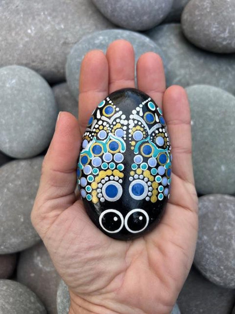 Hand Painted Ladybug Stone - Painted Stones - Ladybird - Pocket Pebble ...