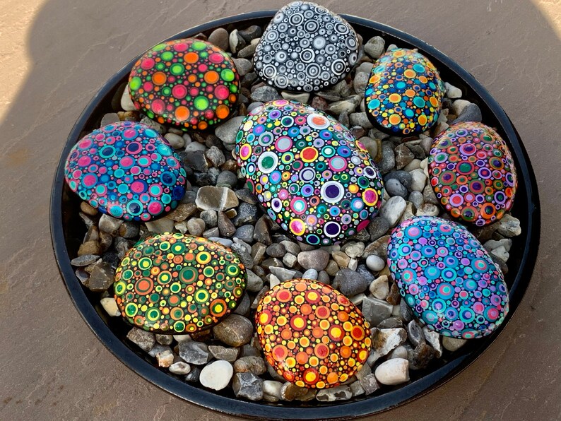Hand Painted Hope Stone Mandala Painted Stone Decorative - Etsy
