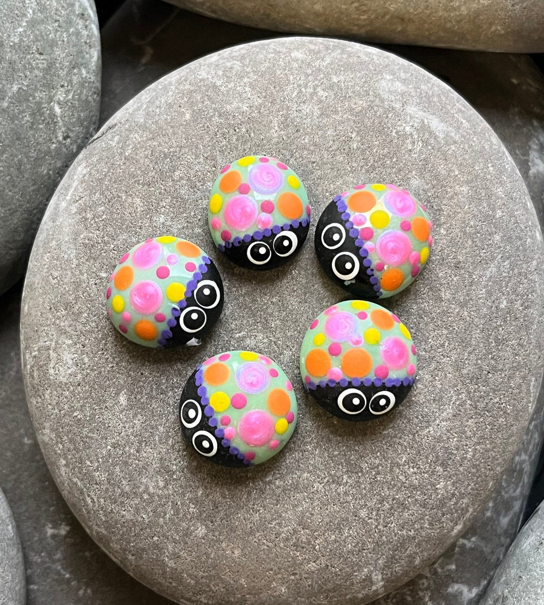 Mini Ladybug Gems X 5 Hand Painted Painted Stones Ladybird Indoor Use ...