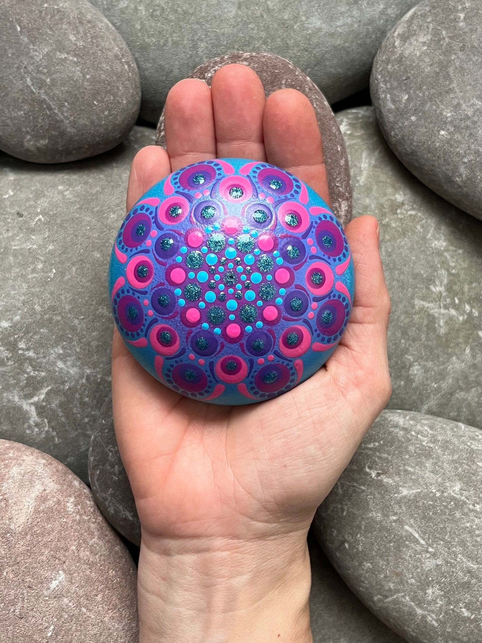 Small Hand Painted Mandala Stone - Meditation Stone - Hand Made ...