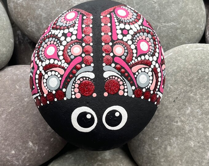 Large Ladybug Stone - Painted Stones - Ladybird - Pebble - Dot Art ...