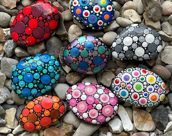 Hand Painted Stone - Unique - Decorative - Pocket Pebble - Dot Art ...