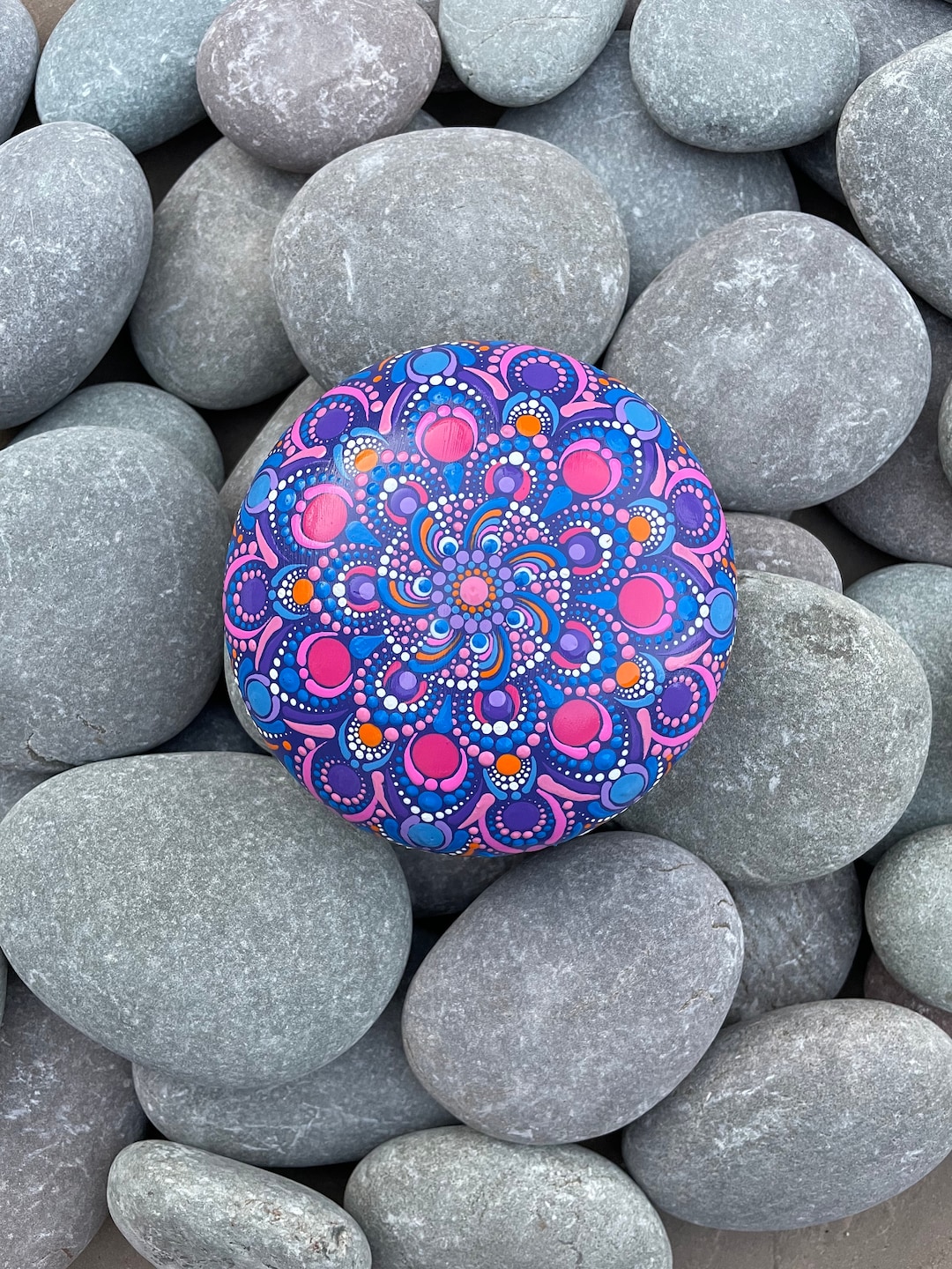 XL Hand Painted Mandala Stone Meditation Stone Hand Made Painted Stones ...