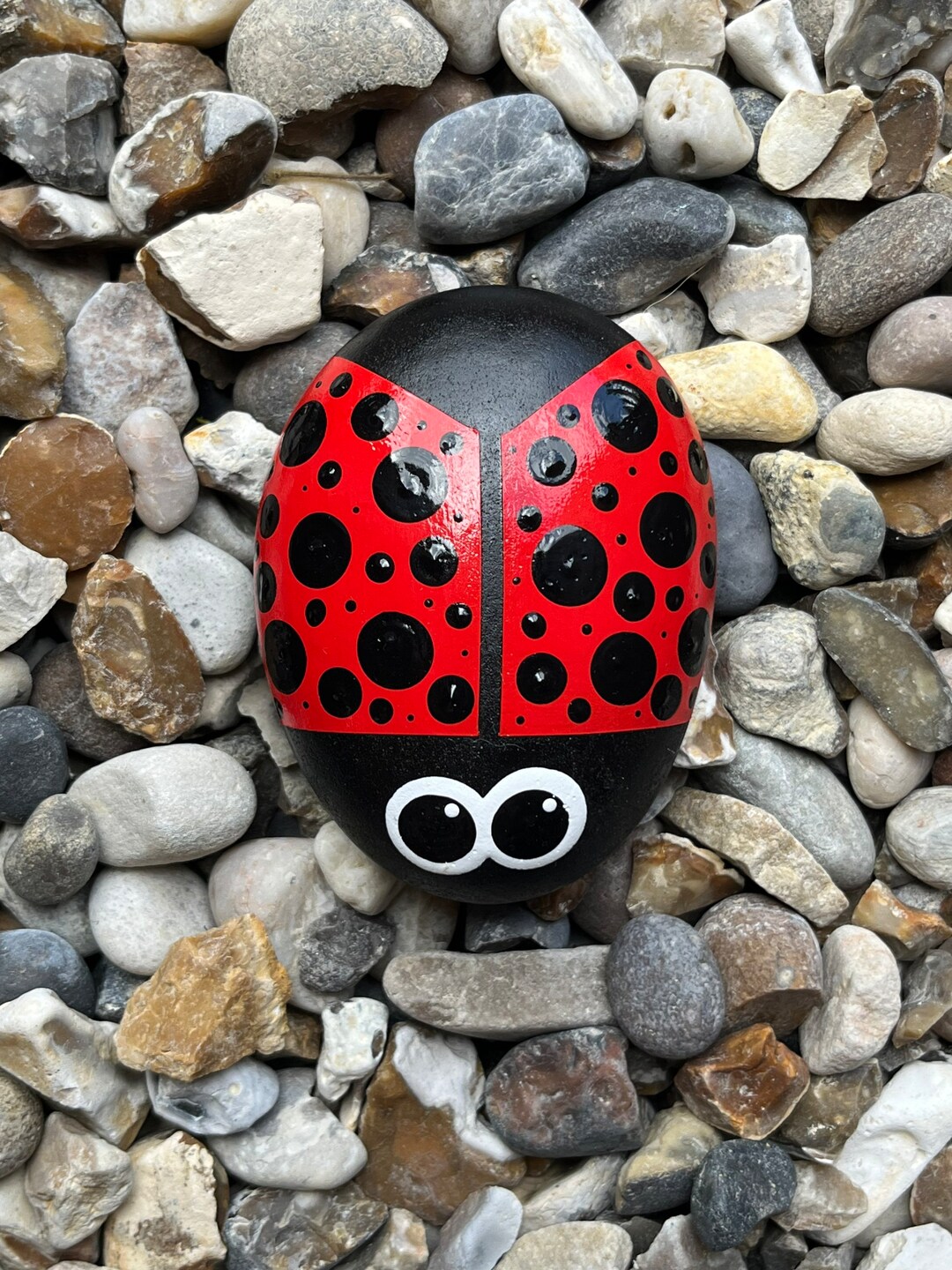 Hand Painted Dotty Ladybug Stone Painted Stones Pocket Pebble Dot Art ...