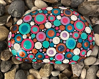 Hand Painted Polka Dot Stone Mandala Unique Painted - Etsy