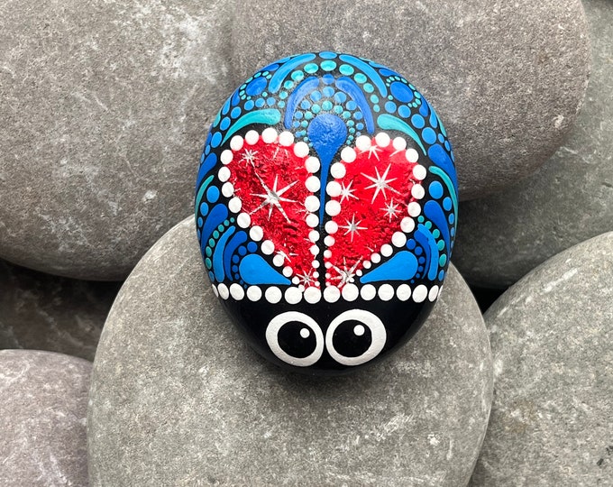 Ladybug Stone - Painted Stones - Ladybird - Pocket Pebble - Dot Art ...