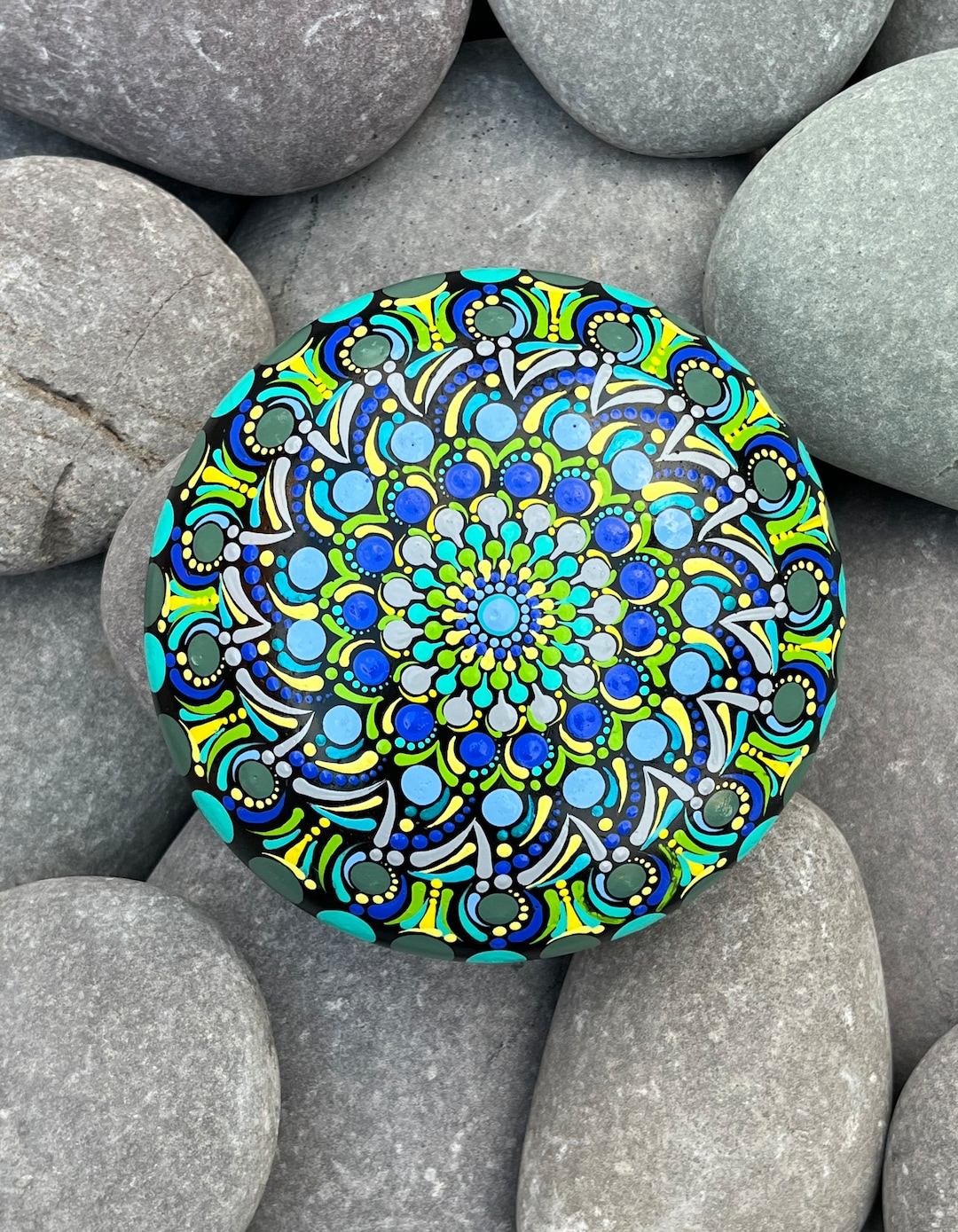 XL Hand Painted Mandala Stone Meditation Stone Hand Made Painted Stones ...
