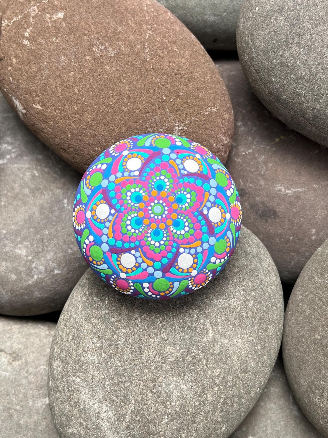 Small Hand Painted Mandala Stone - Meditation Stone - Hand Made ...