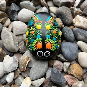 Hand Painted Mandala Ladybug Stone - Painted Stones - Ladybird - Pocket ...