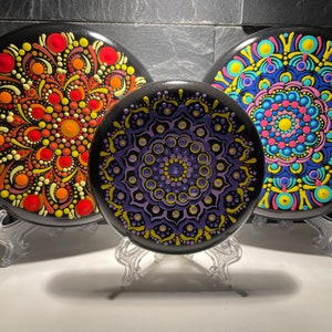 Large Hand Painted Mandala Disc - Meditation Stone - Hand Made - One ...
