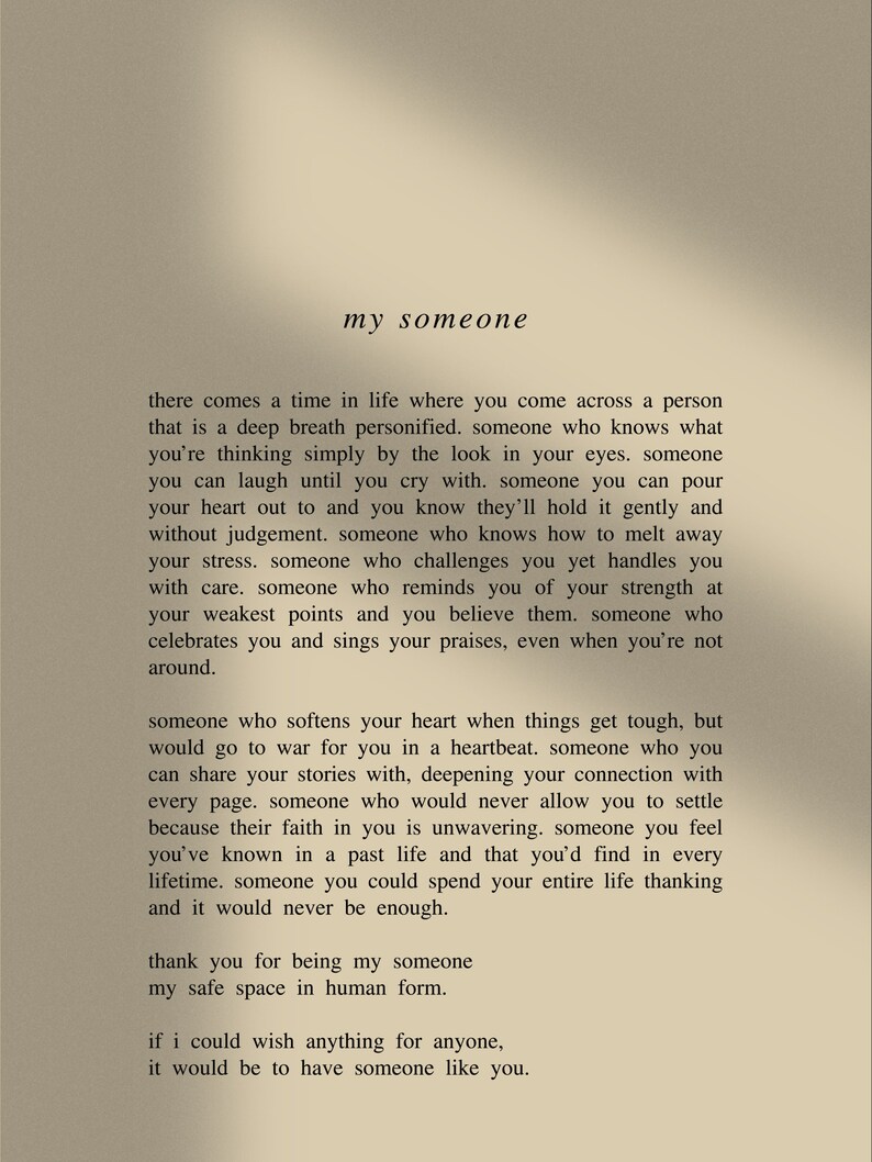 My Someone, 8x10 Minimalist Print, Girlfriend Gift, Wall Art, Poetry ...