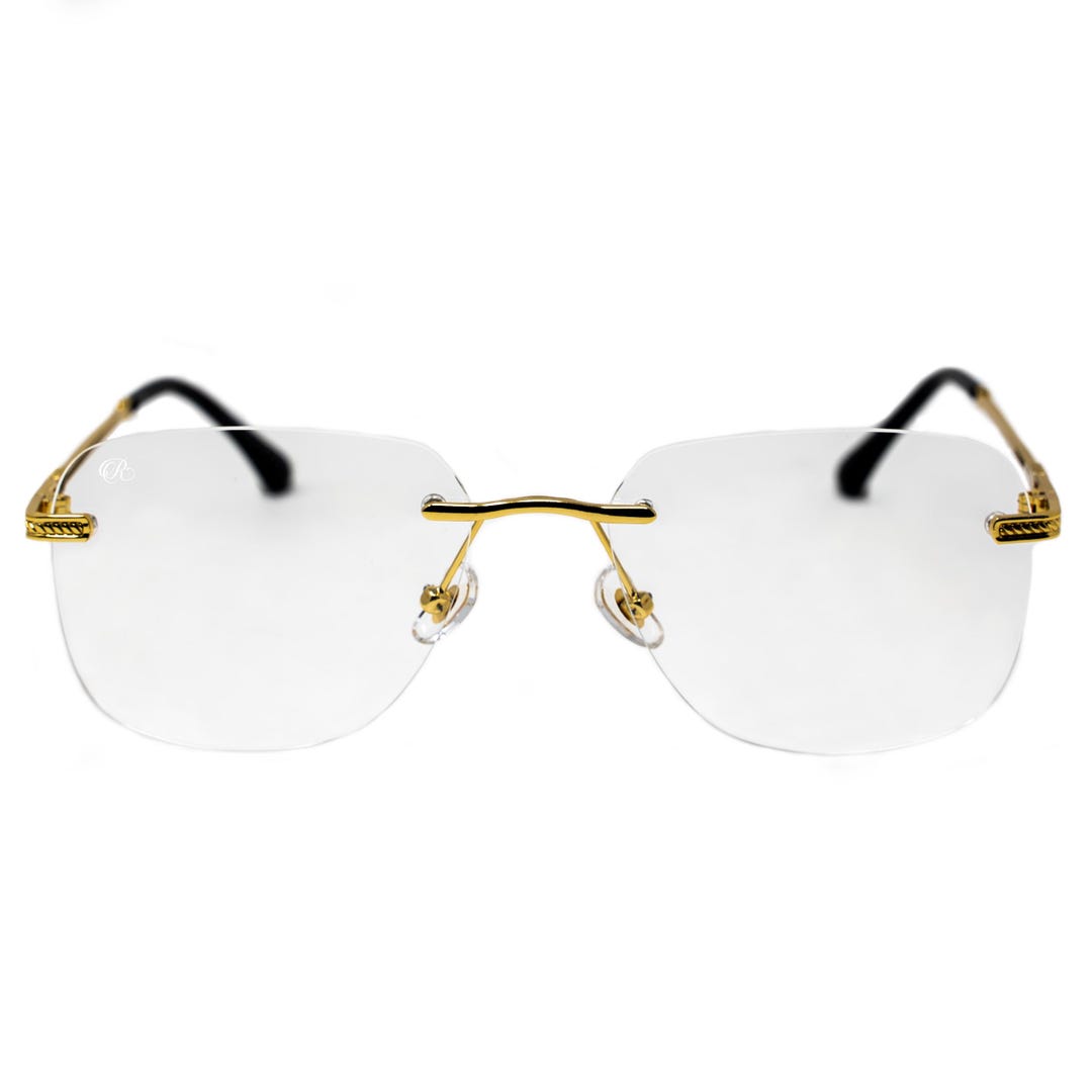 Clear Rimless Glasses | 18k Gold, Aviator Shape, Classy Frameless Style ...