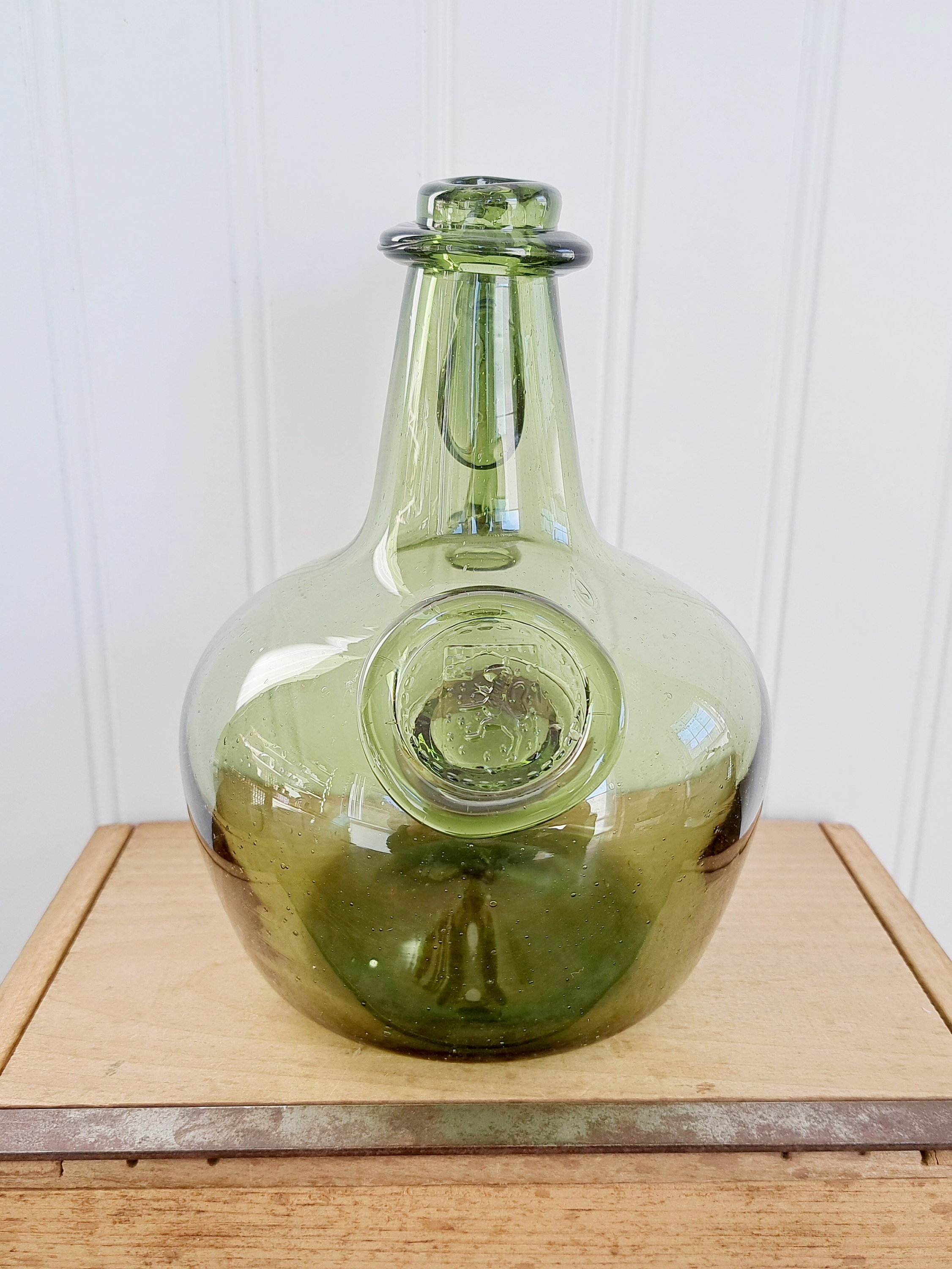 Vintage Jamestown Hand Blown Green Glass Wine Jug Unicorn Seal - Etsy
