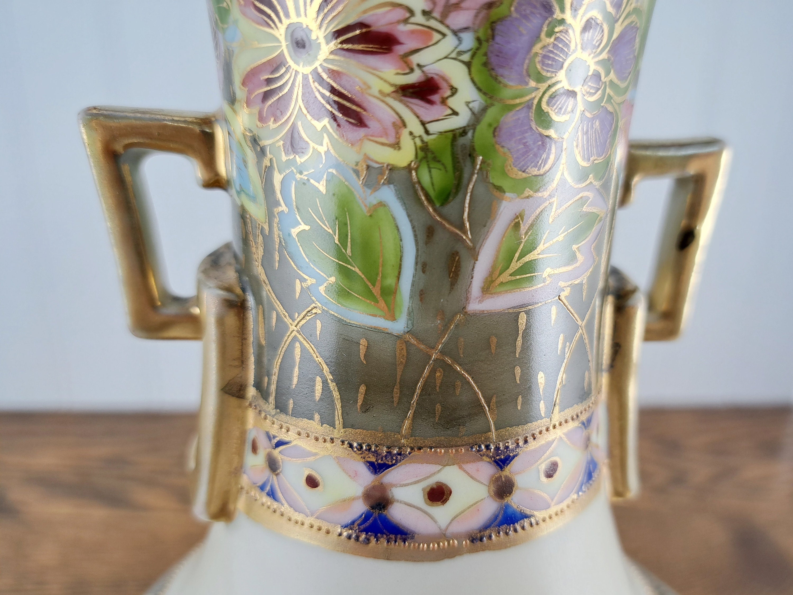 Antique Handpainted Porcelain Nippon Poppy Vase Morimura - Etsy