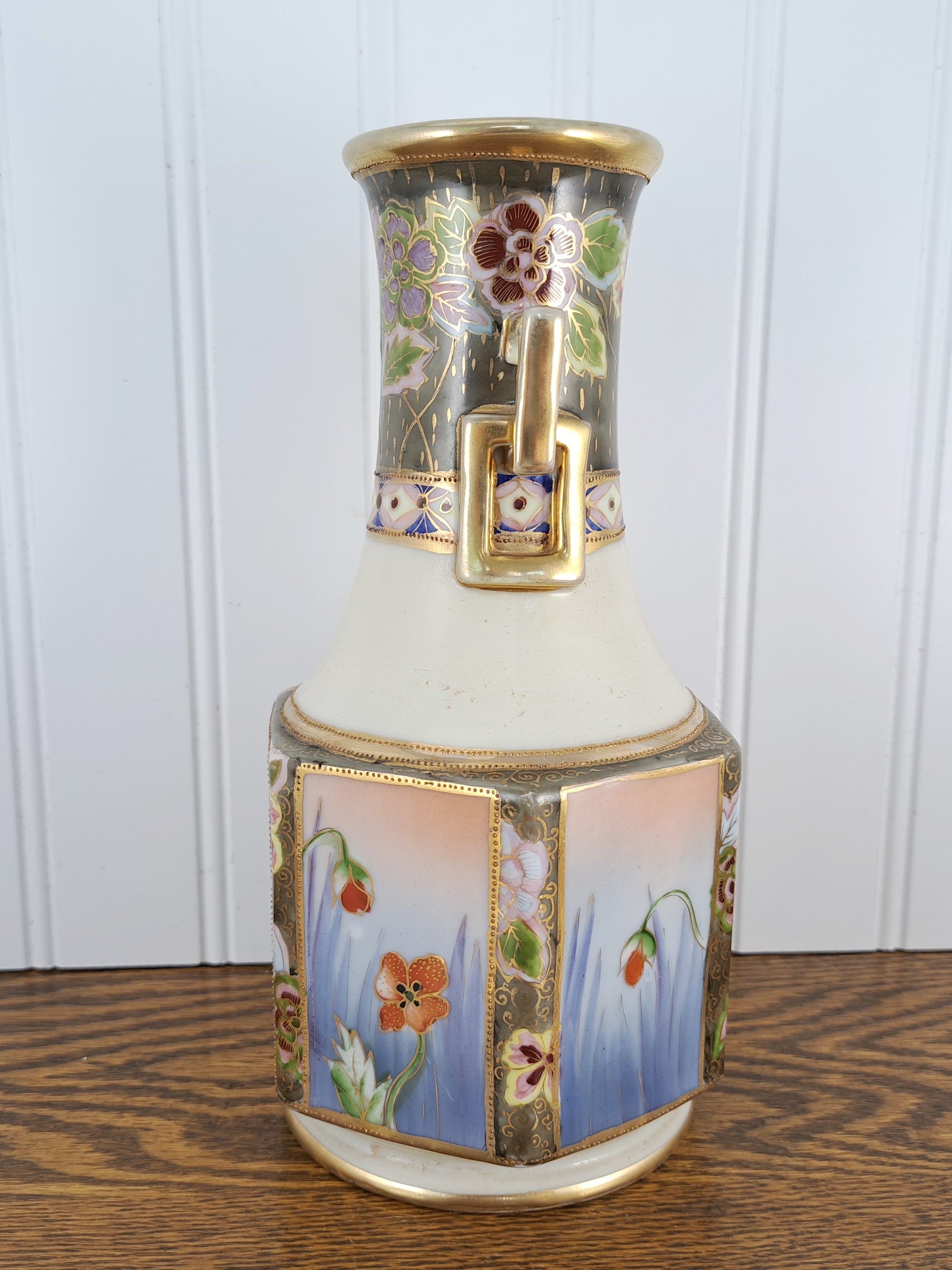 Antique Handpainted Porcelain Nippon Poppy Vase Morimura - Etsy