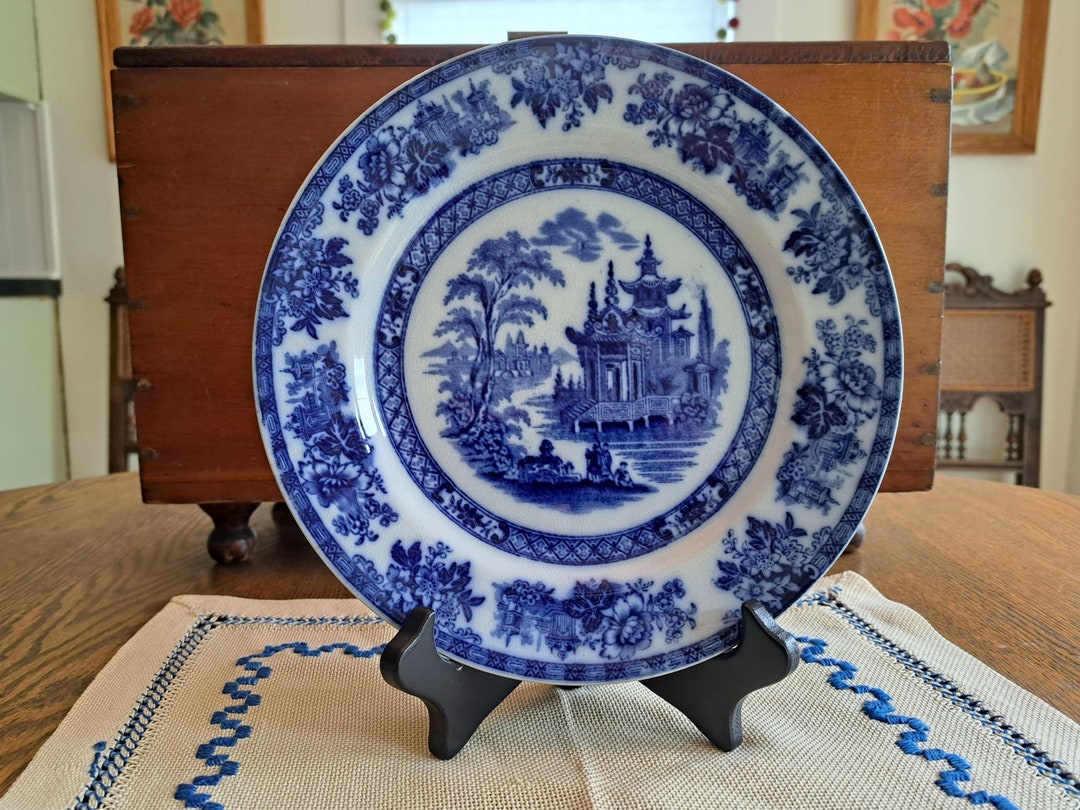 Antique Doulton Flow Blue Plate 'madras' Pattern English Staffordshire ...