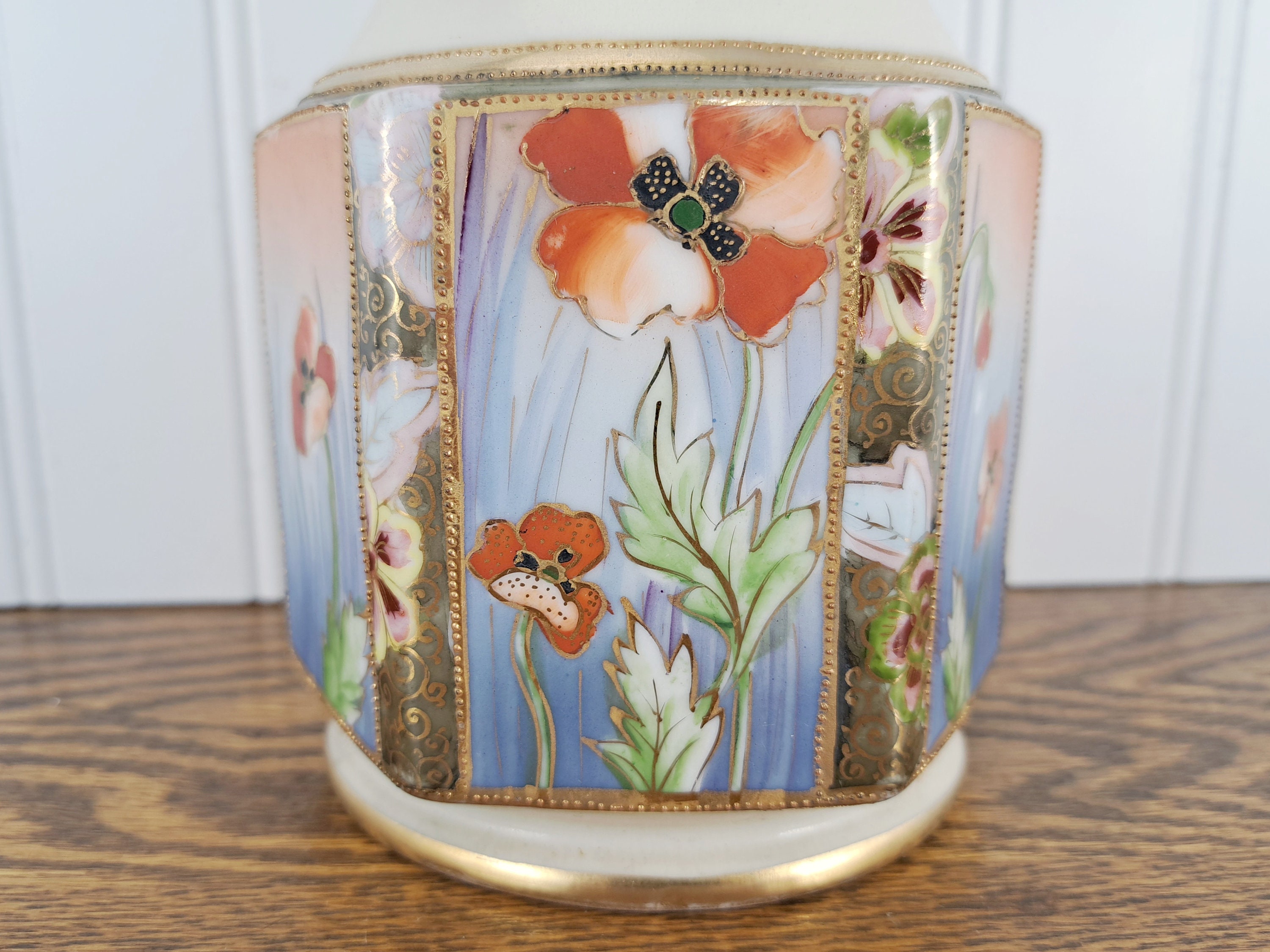 Antique Handpainted Porcelain Nippon Poppy Vase Morimura - Etsy