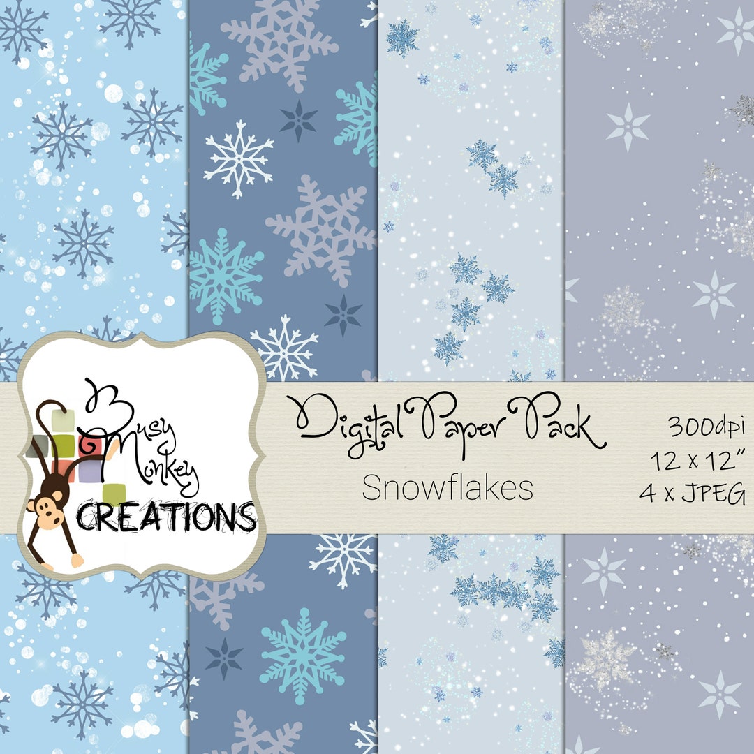 Snowflakes Digital Paper Design Digital Scrapbooking Paper - Etsy
