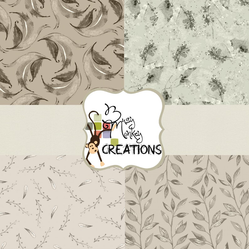 Neutral Foliage Digital Paper Design Digital Scrapbooking - Etsy