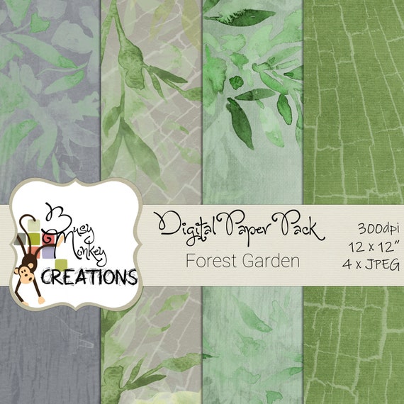 Forest Garden Digital Paper Design Digital Scrapbooking Paper - Etsy