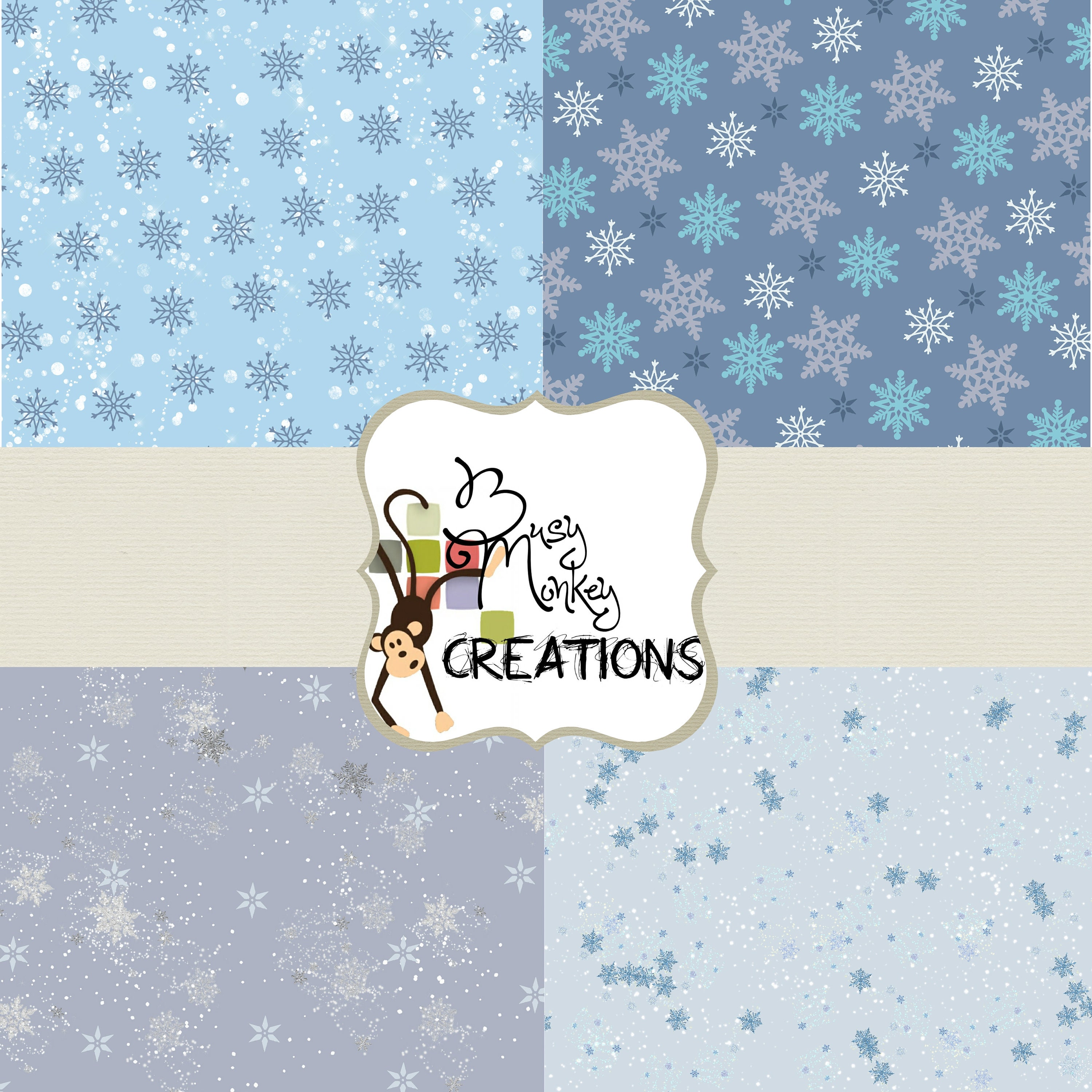 Snowflakes Digital Paper Design Digital Scrapbooking Paper - Etsy