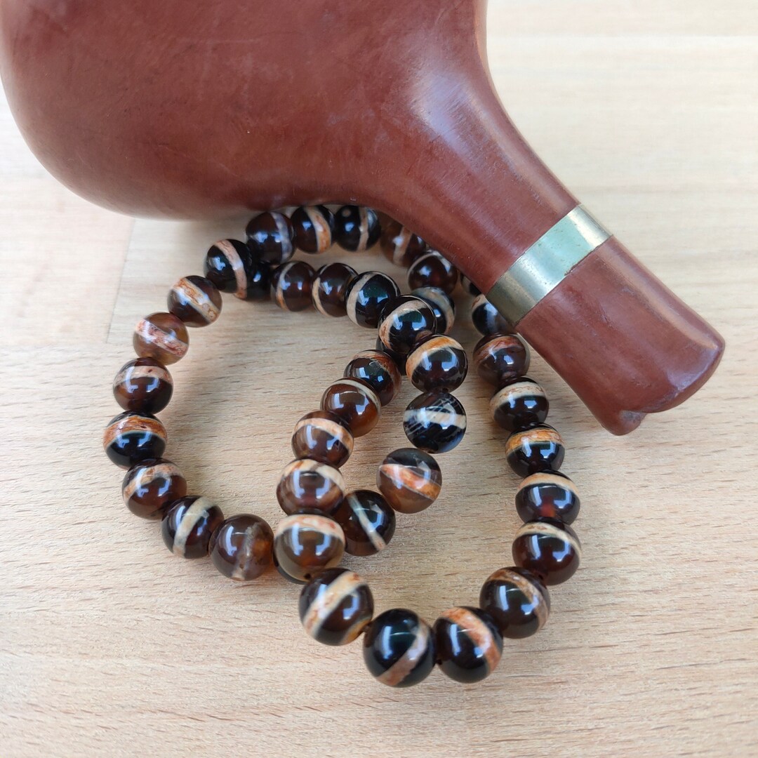 10 Ágata Tibetana Perla Dzi 8mm forma redonda color marrón - Etsy España