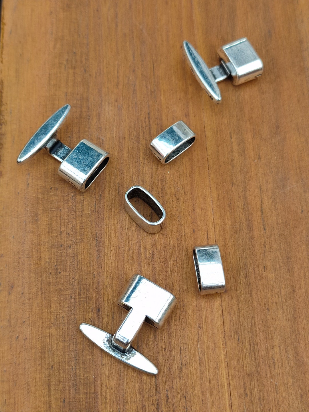 1 Broche para correa en T plateada para cuero o cordón sintético ...