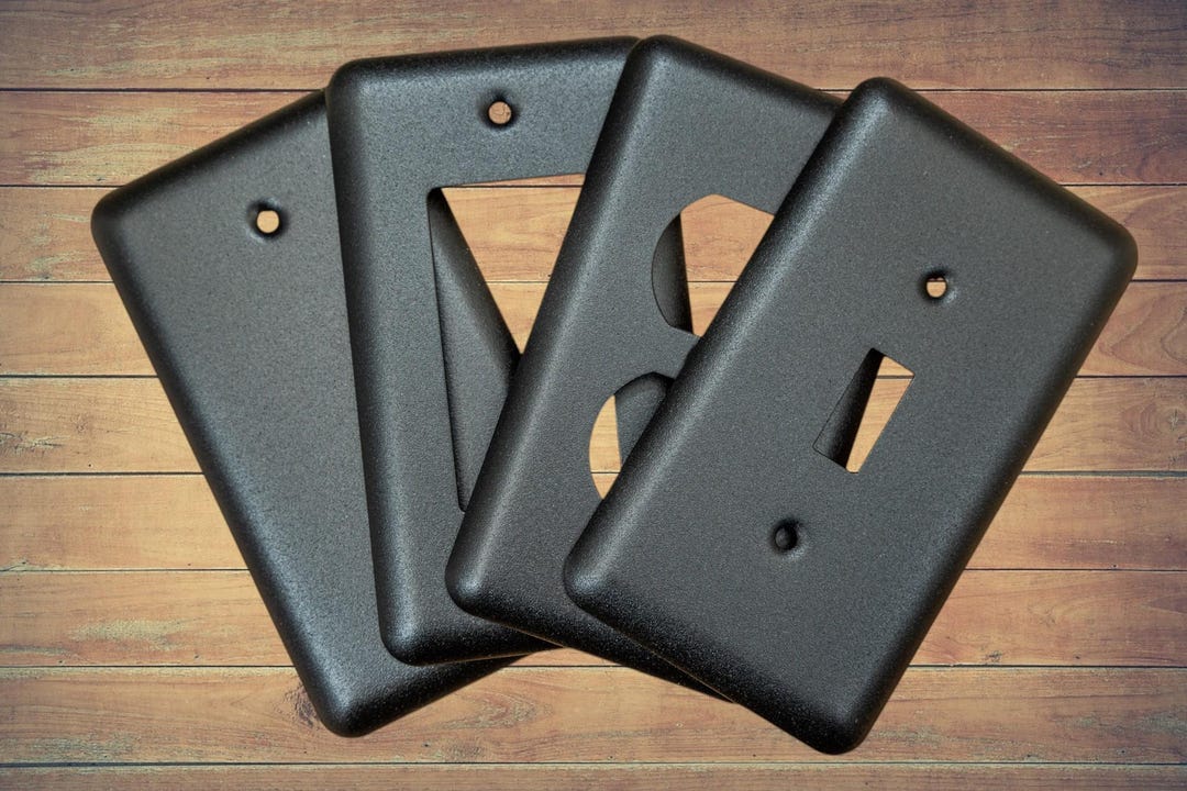 Rustic Black Cast Powder Coated Toggle, Rocker, Duplex, and Blank Round ...