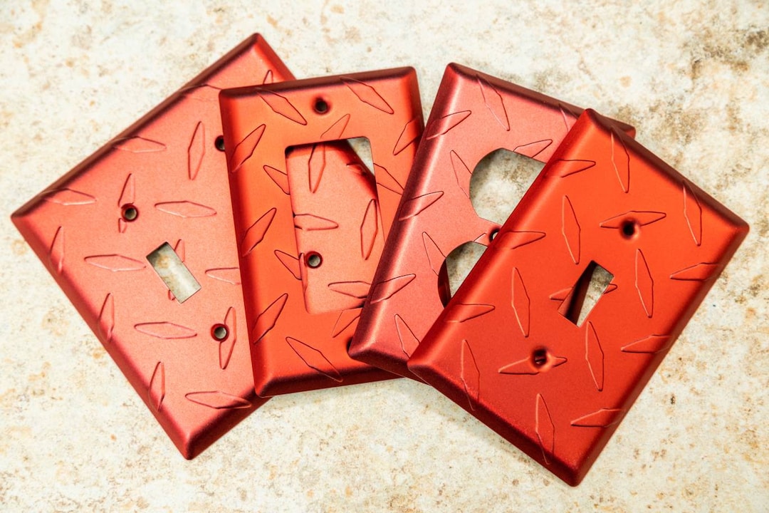 Red Anodized Powder Coated Diamond Plate Metal Toggle, Rocker, and ...