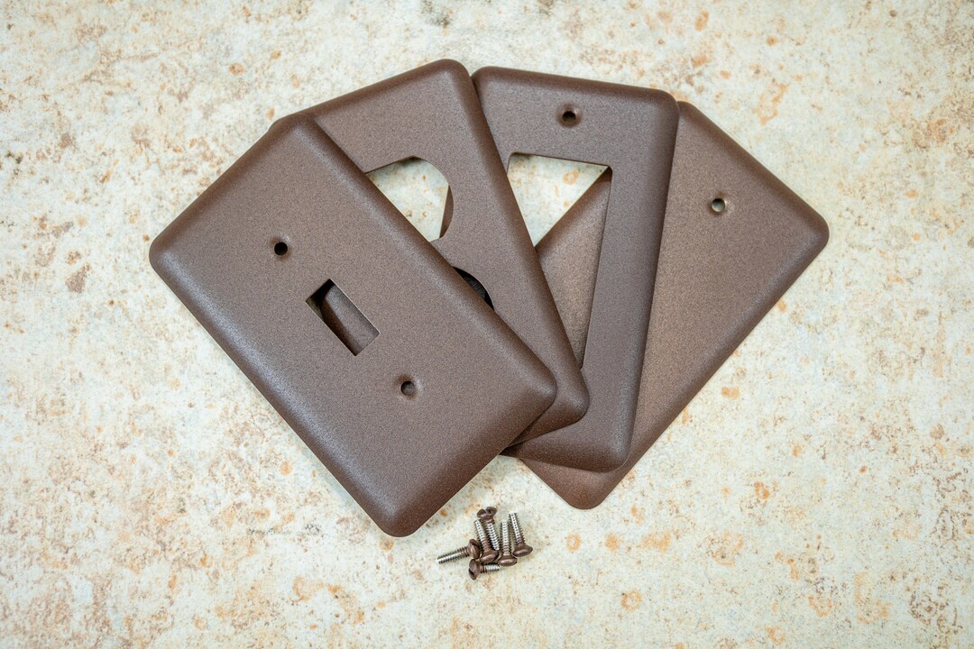 Walnut Texture Powder Coated Toggle, Rocker, Duplex, and Blank Round ...