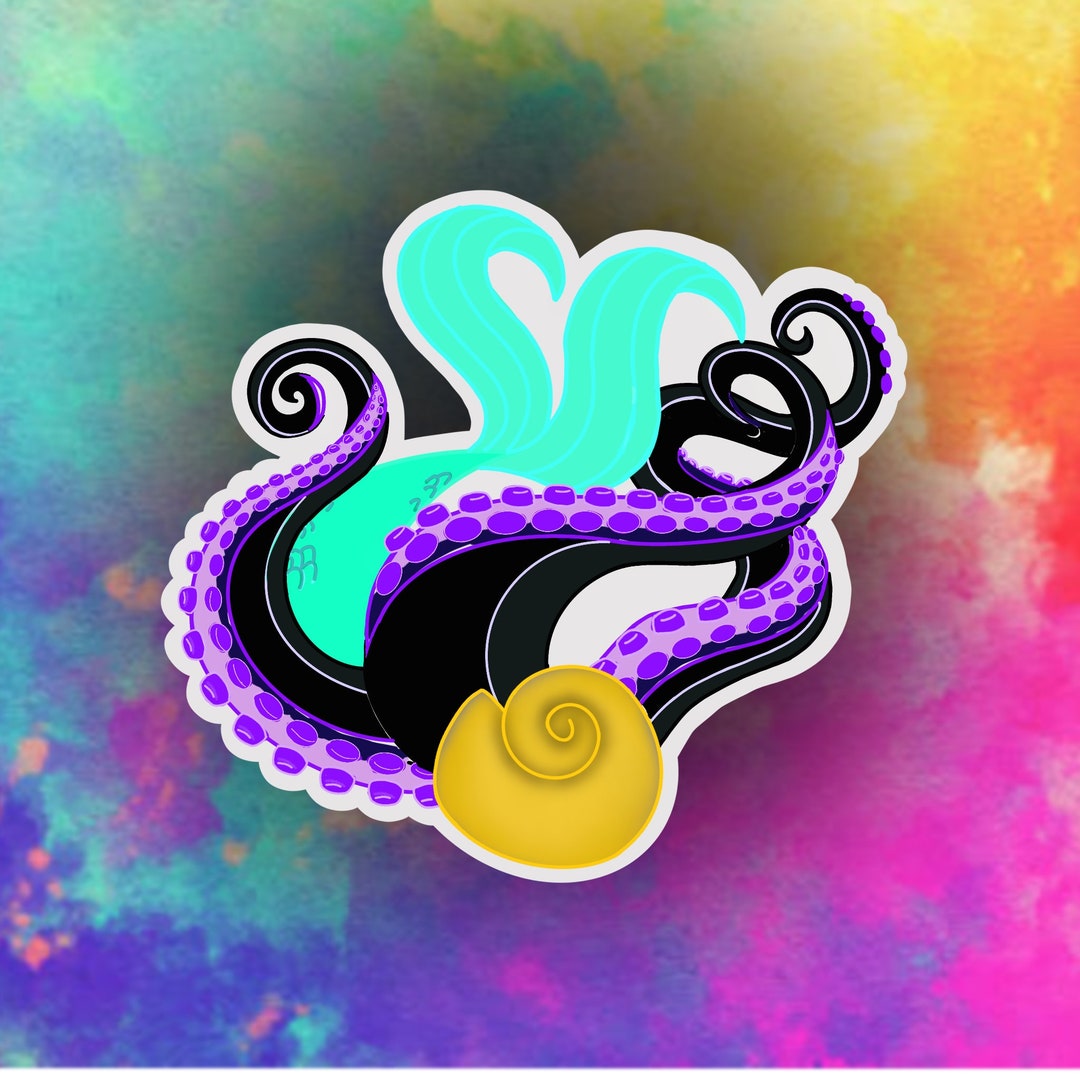 Mermaid, Octopus, Shell ,weatherproof Sticker-skelestrial Creations - Etsy