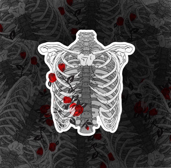 Rib Cage Logo-weatherproof Sticker-skelestrial Creations | Etsy