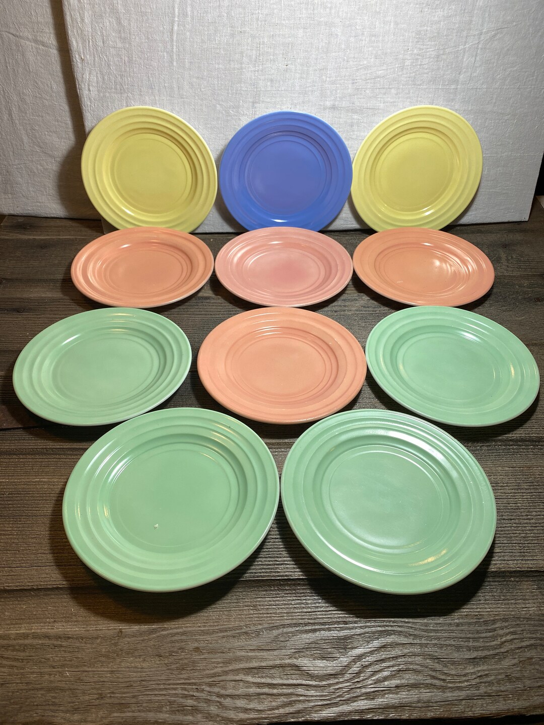 Hazel Atlas Mid-century Pastel 7 Plates set of 11 - Etsy