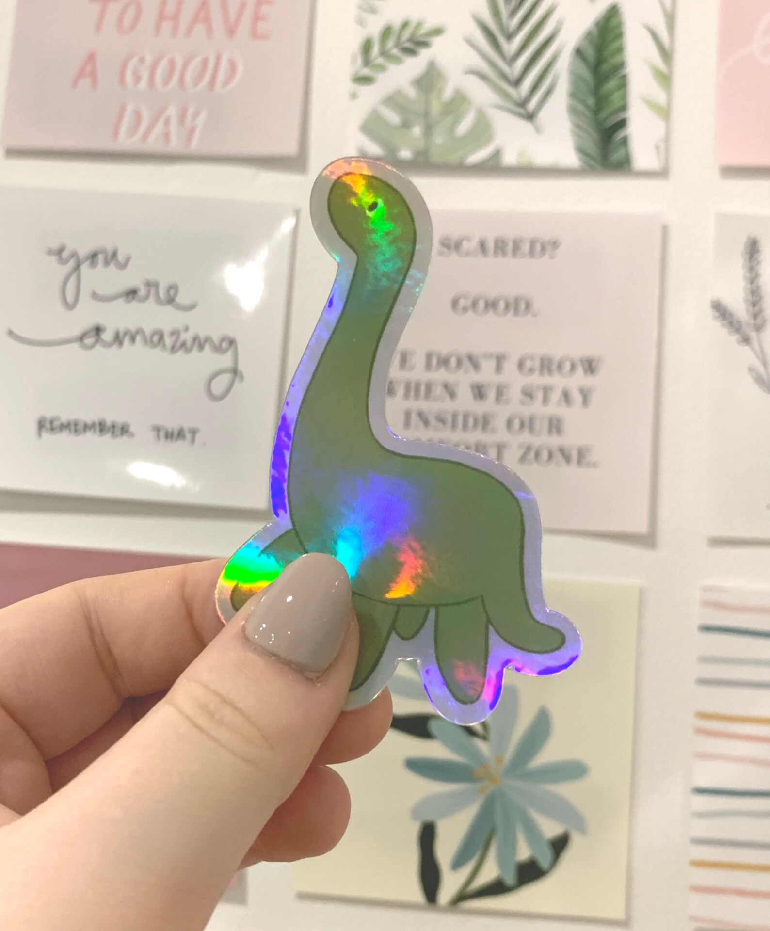 Holographic Dino Sticker Tiktok Gen Z Stickers Perfect for Laptops ...