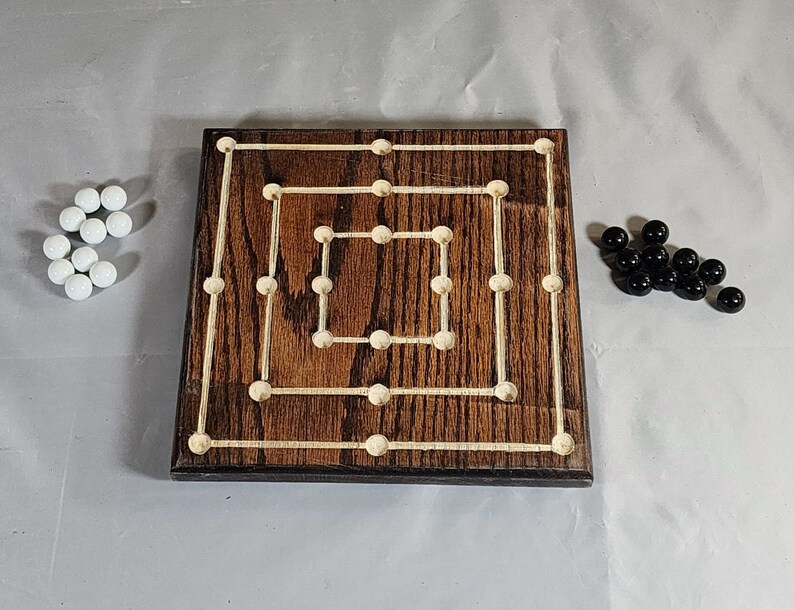 Nine Men's Morris Handcrafted Oak Mills, Merrills, Merelles, Marelles ...