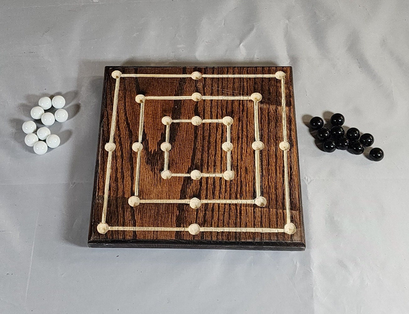Nine Men's Morris Handcrafted Oak Mills, Merrills, Merelles, Marelles ...