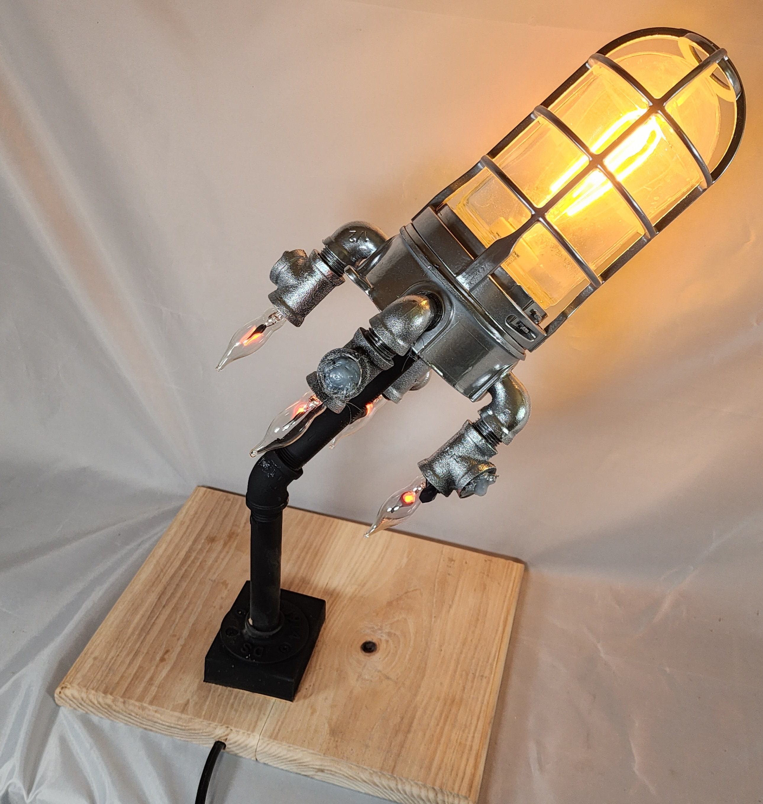 Steampunk Rocket Ship Lamp | Industrial Sci-fi Lighting | Unique Retro ...