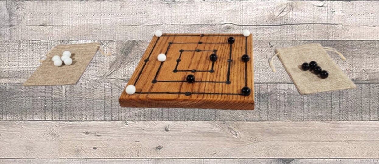 Nine Men's Morris Handcrafted Oak Mills, Merrills, Merelles, Marelles ...