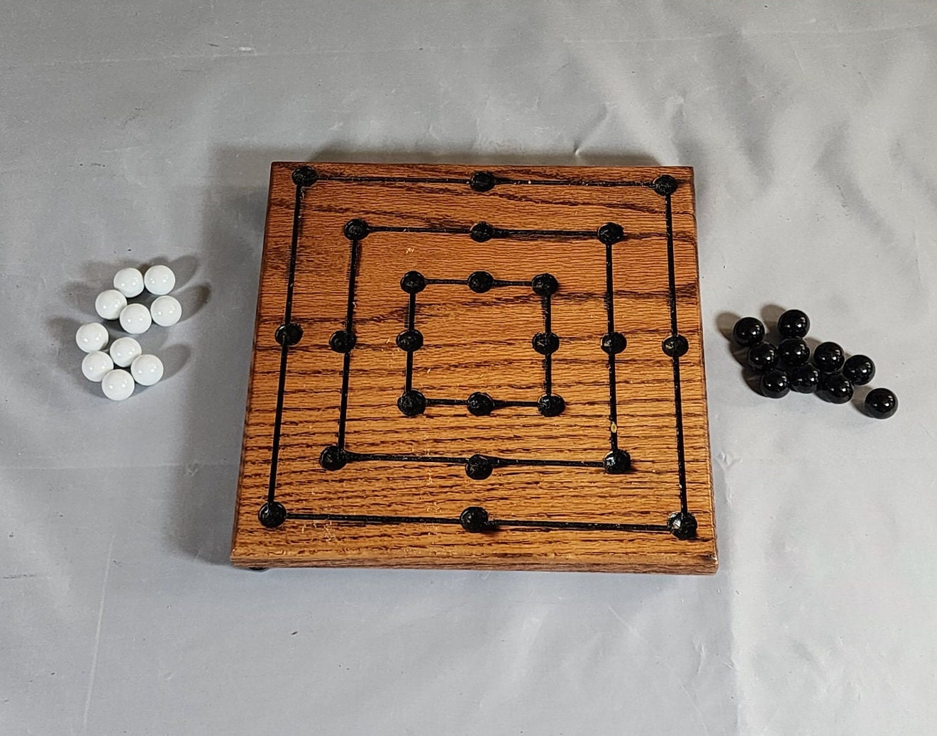 Nine Men's Morris Handcrafted Oak Mills, Merrills, Merelles, Marelles ...