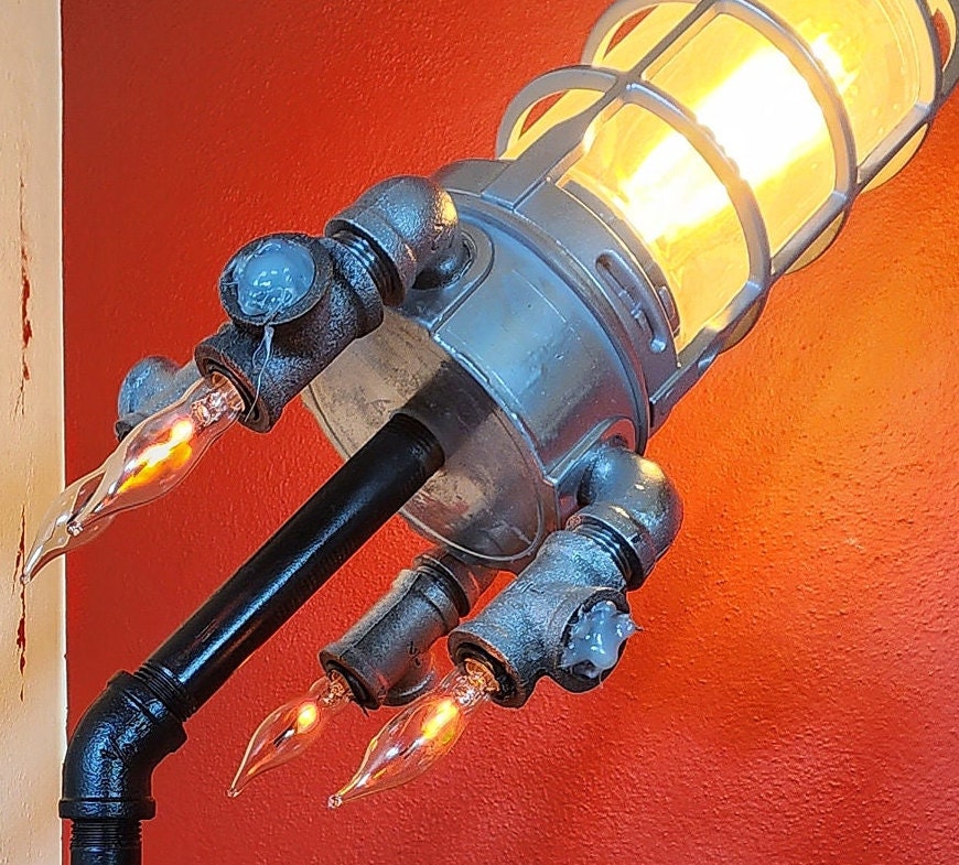 Handcrafted Steampunk Rocket Ship Lamp: Industrial Sci-fi Decor - Etsy