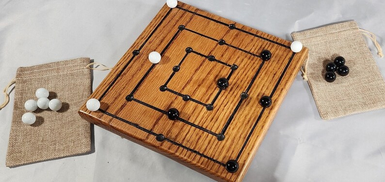Nine Men's Morris Handcrafted Oak Mills, Merrills, Merelles, Marelles ...