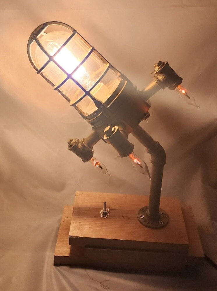 Handcrafted Steampunk Rocket Ship Lamp: Industrial Sci-fi Decor - Etsy