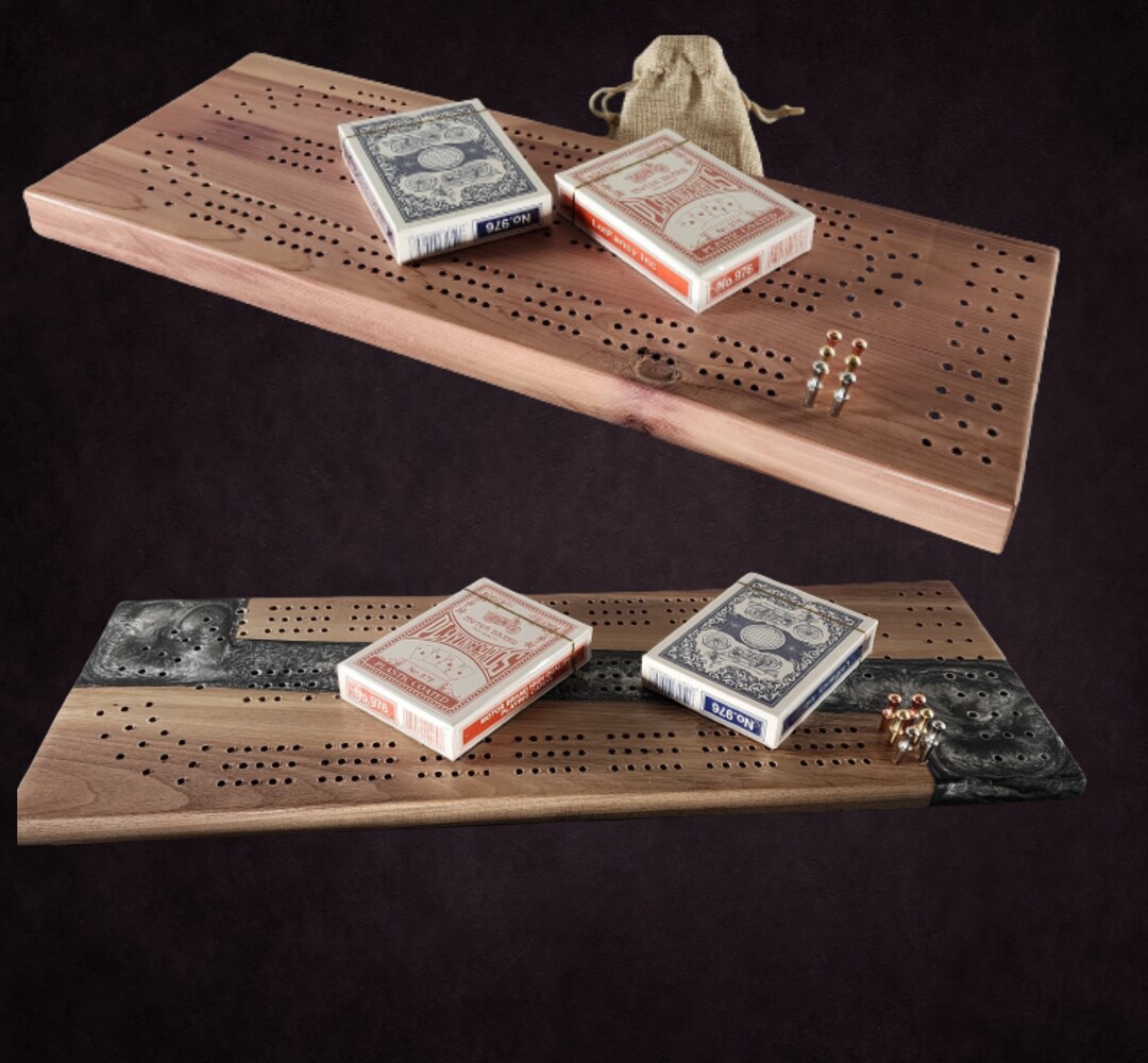 Handcrafted Wood Cribbage Board: Rustic Card Game With Pegs - Etsy