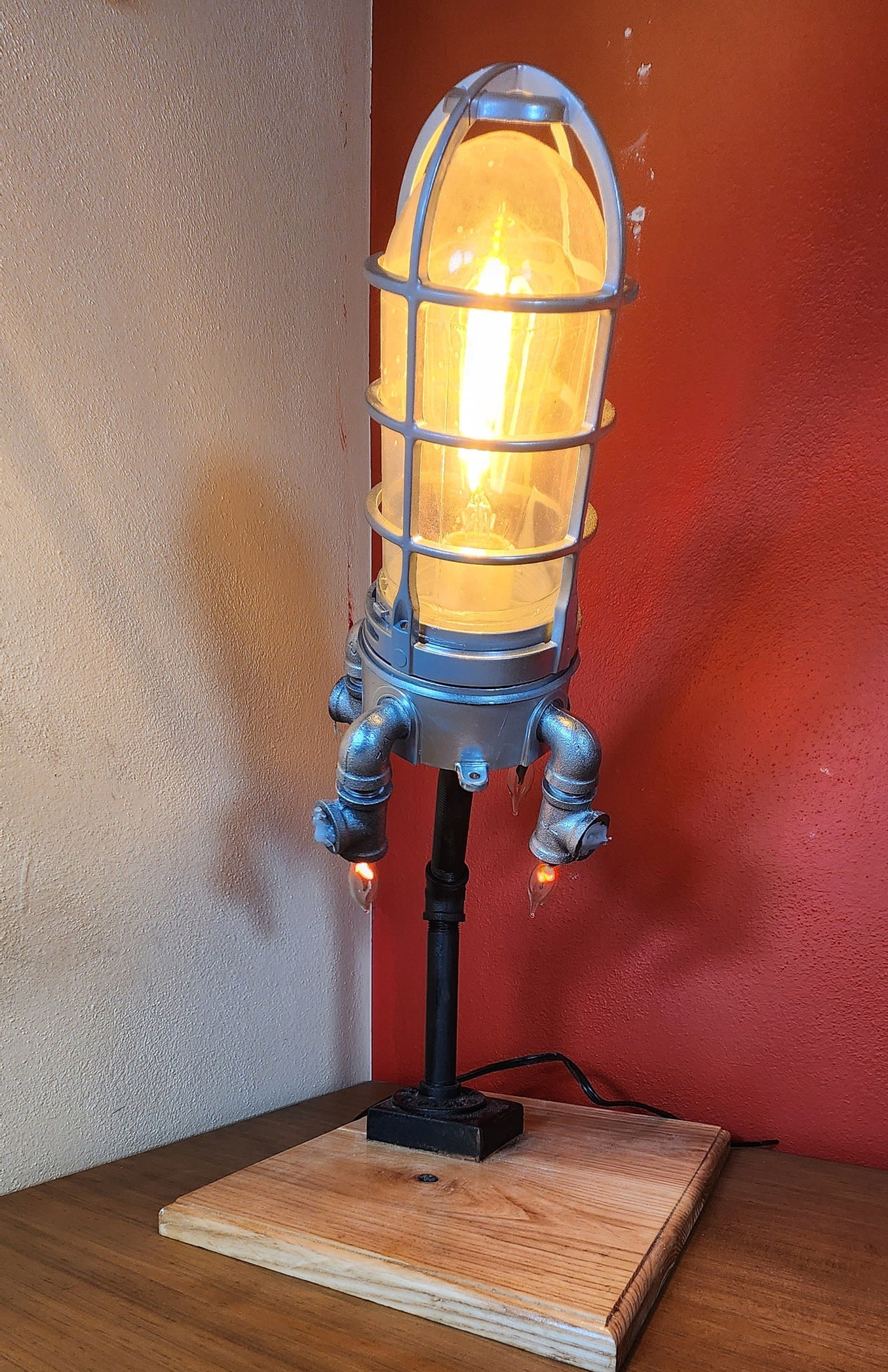 Handcrafted Steampunk Rocket Ship Lamp: Industrial Sci-fi Decor - Etsy