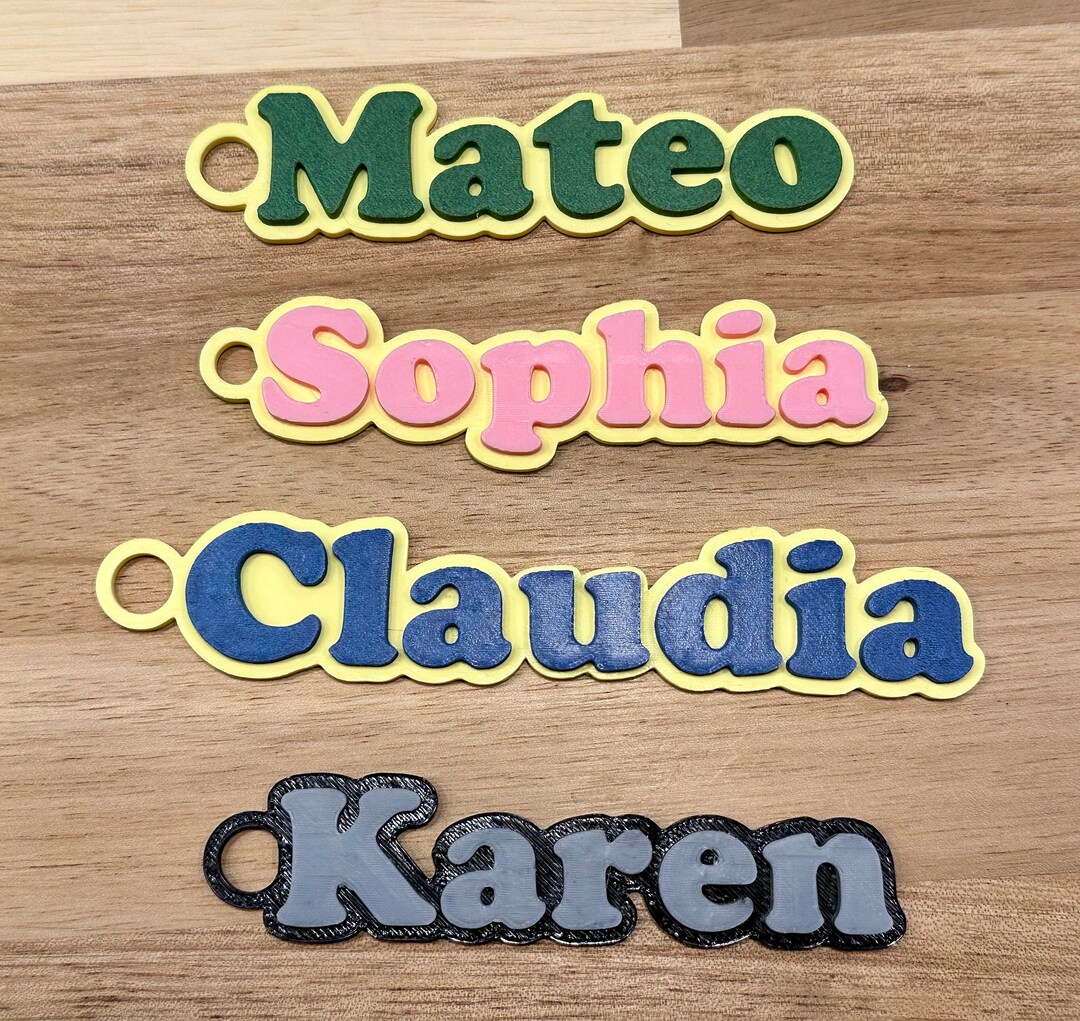 Personalized Name Keychains Two Color 3D Printed Keychains - Etsy