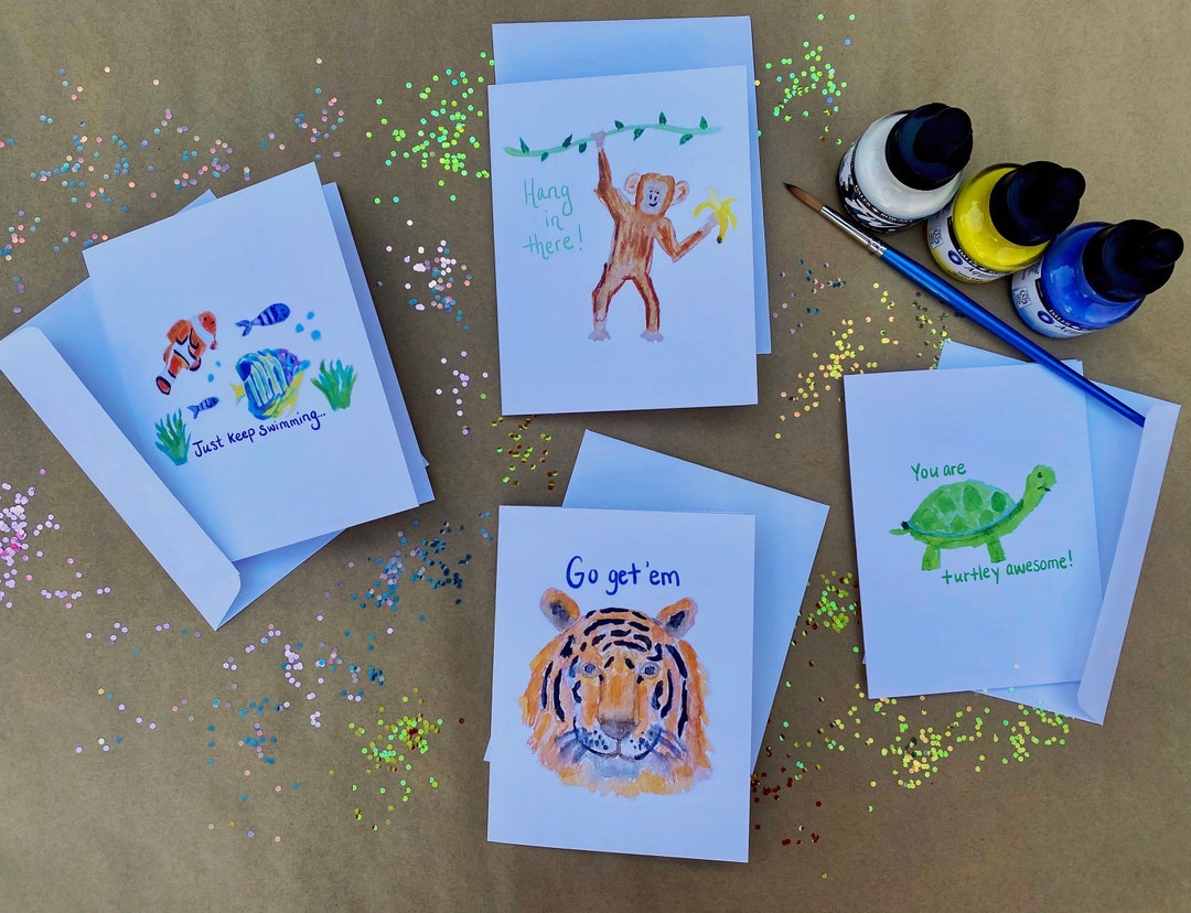 Animal Encouragement Notecards - Etsy UK