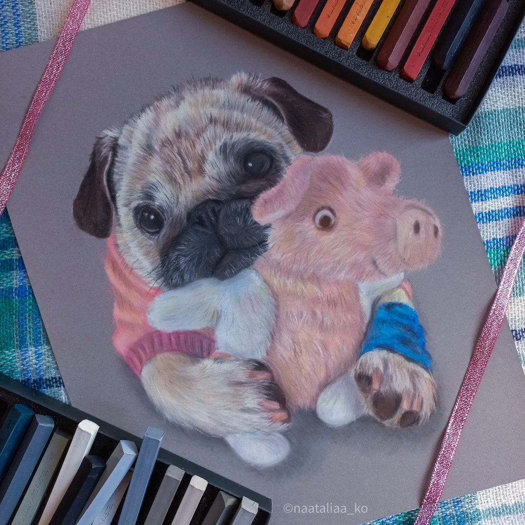 Pug Original Portrait Drawing Pastel Pencil Animal Art - Etsy